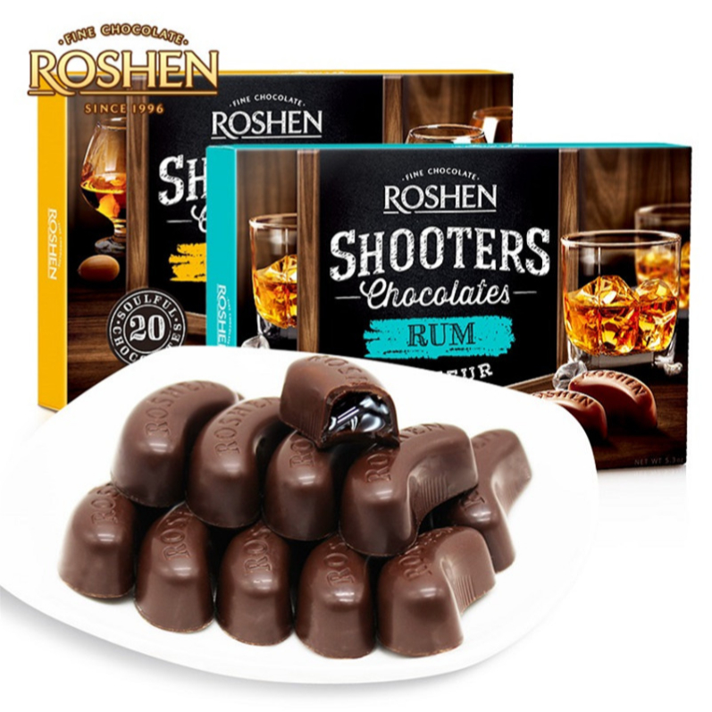 พร้อมส่ง ช๊อคโกแลต แท้ นำเข้า Chocolate Roshen Shooters แบบกล่อง มี 20 ...