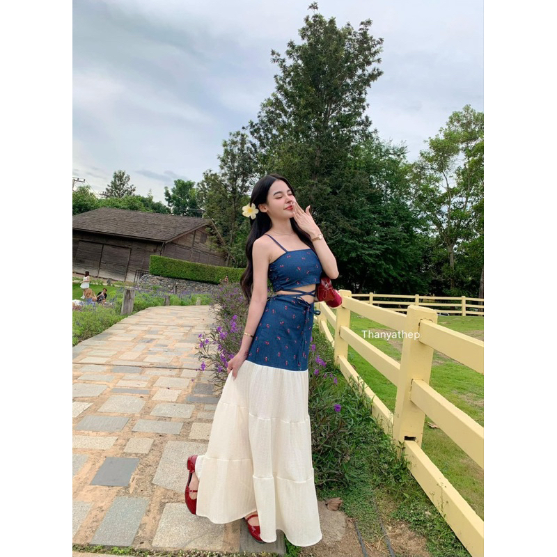 Phapassz - เซท2ชิ้น สายเดี่ยวผ้ายีนส์ลาย แต่งระบายลูกไม้ เนื้อพรีเมี่ยมสุดๆค่า สวยแบบไม่ซ้ำใคร ...