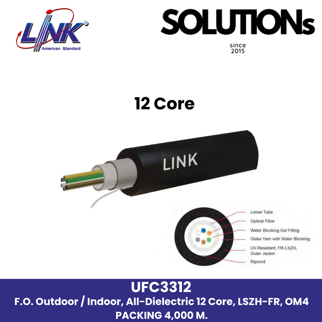 LINK UFC3312 Fiber Optic 12 Core OM4 50/125 μm Multi-Mode Outdoor ...