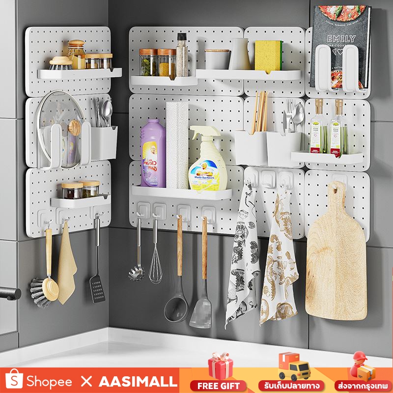 AASI แผ่นวางของติดผนัง ใช้กาวสองหน้าในการติดผนัง แทนการเจาะผนัง ใช้วาง ...