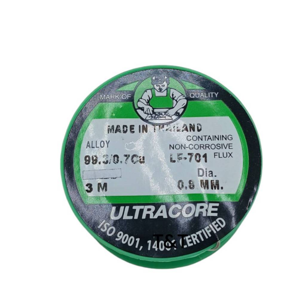 โลหะบัดกรี ไร้ตะกั่ว LEAD FREE ULTRACORE ขนาด 0.8 มิล 3 เมตร ส่วนประกอบ ...