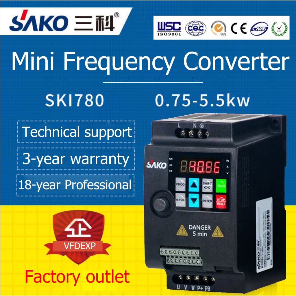 SAKO SKI780 Inverter Mini VFD Variable Frequency Drive Converter Motor Speed Controller 220V ...