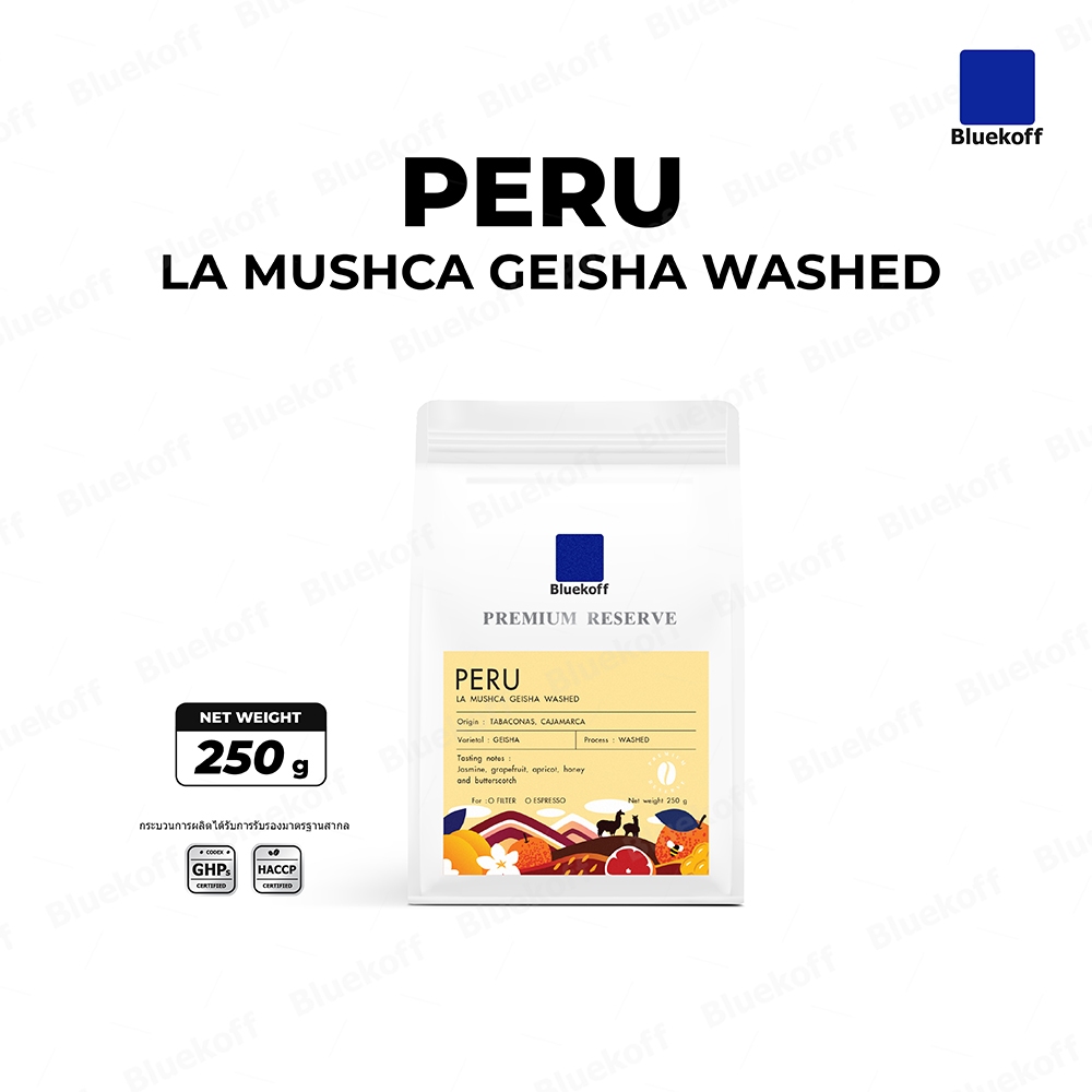 Bluekoff เมล็ดกาแฟ Peru La Mushca Geisha Washed Arabica 100% (1 ถุง ...