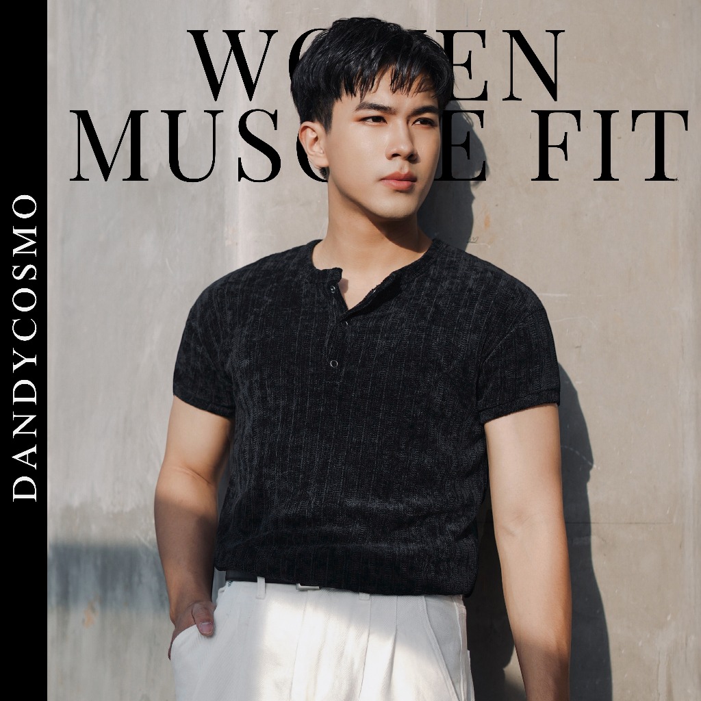 DANDY COSMO | [4สี]เสื้อผ้าทอ Muscle-Fit หุ่นล่ำ รุ่น Woven Ribbed ...