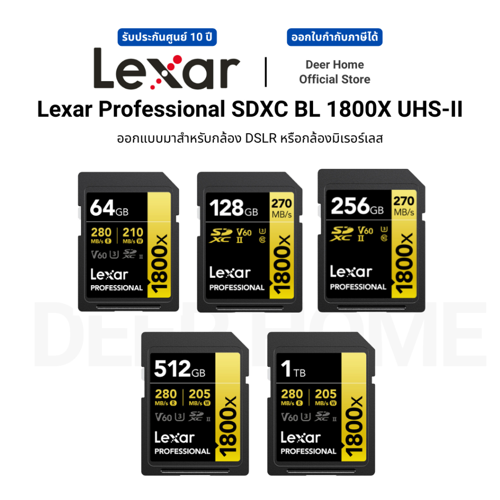 Lexar Professional SDXC BL 1800X UHS-IIออกแบบมาสำหรับกล้อง DSLR หรือ ...