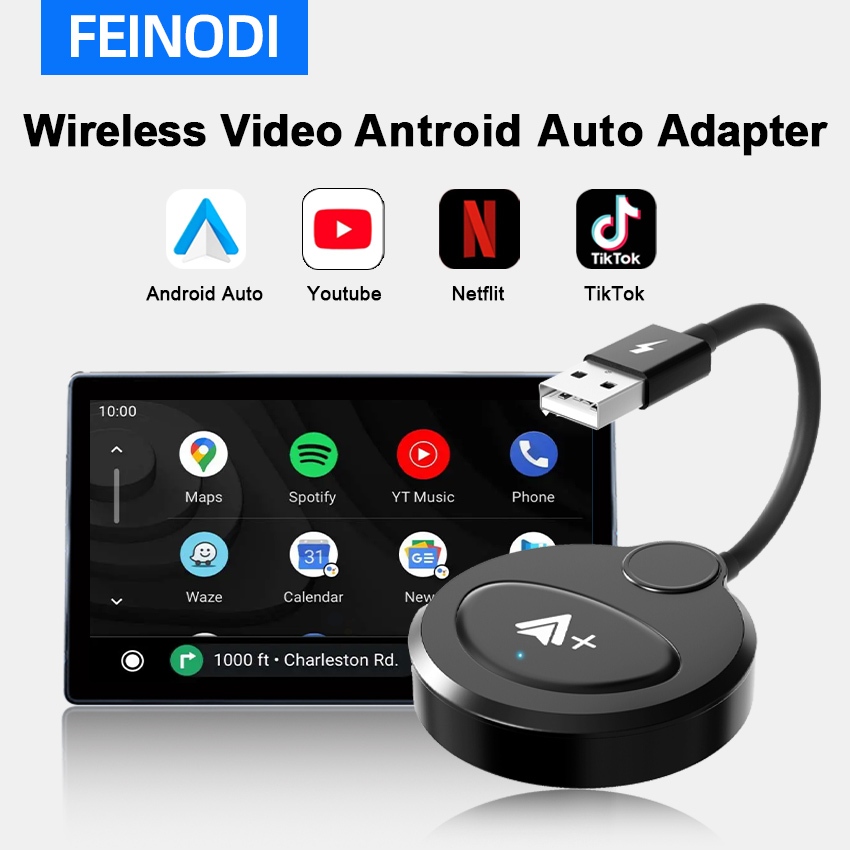 FEINODI Android Auto อแด็ปเตอร์ไร้สายอัตโนมัติ Android, Plug & Play ...