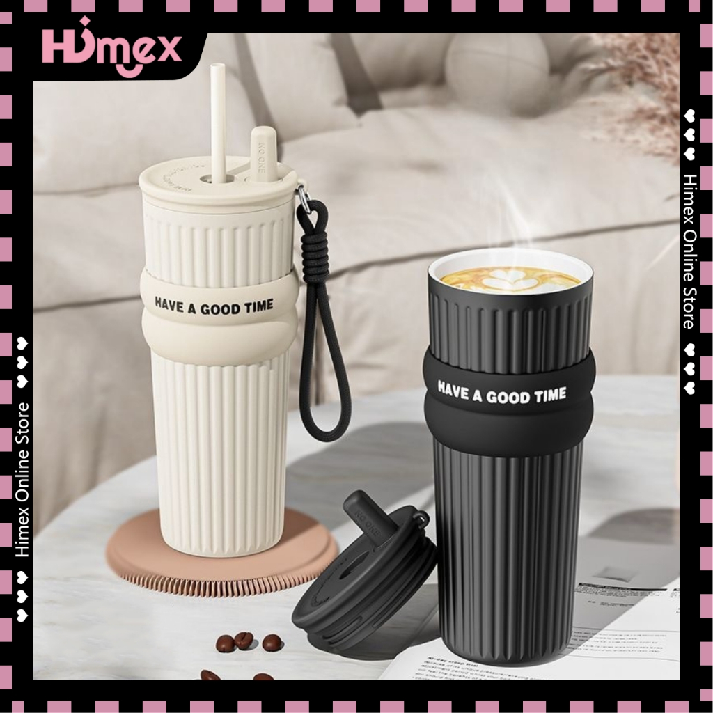 Himex แก้วเยติมีหูหิ้ว พร้อมหลอด แก้วเก็บความเย็น สแตนเลส316 จุกปิดหลอด แก้วน้ำเก็บอุณหภูมิ แก้ว ...