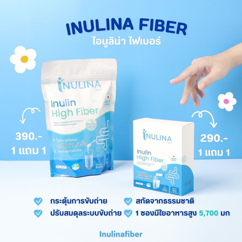1 แถม 1 อินนูลินไฟเบอร์ แบบถุง 500g inulin fiber (พรีไบโอติก) | Shopee ...