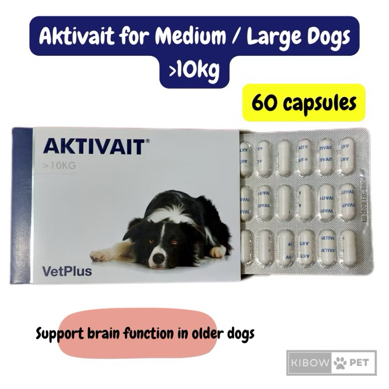 Aktivait for Medium Dogs & Large Dogs (60 capsules) / Support brain ...