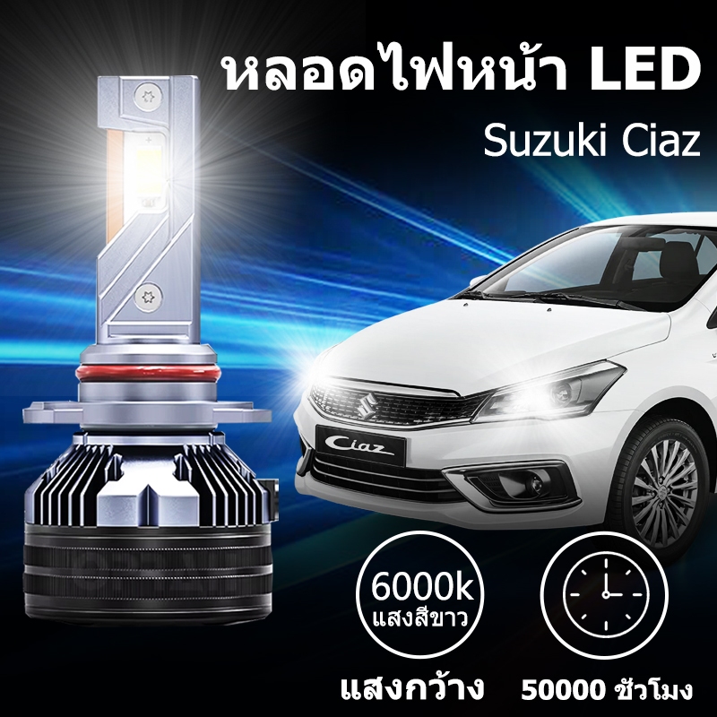 หลอดไฟหน้า LED ขั้วตรงรุ่น Suzuki Ciaz แสงขาว มีพัดลมในตัว ราคาต่อ 1 ...