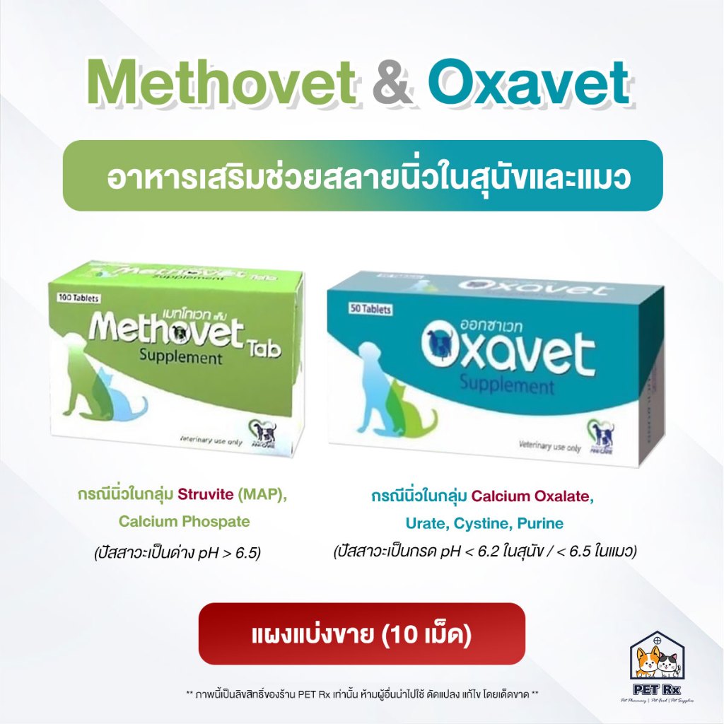 [แบ่งขาย!] Methovet & Oxavet [แท้💯] อาหารเสริมเพื่อสลายนิ่วในสุนัขและ ...