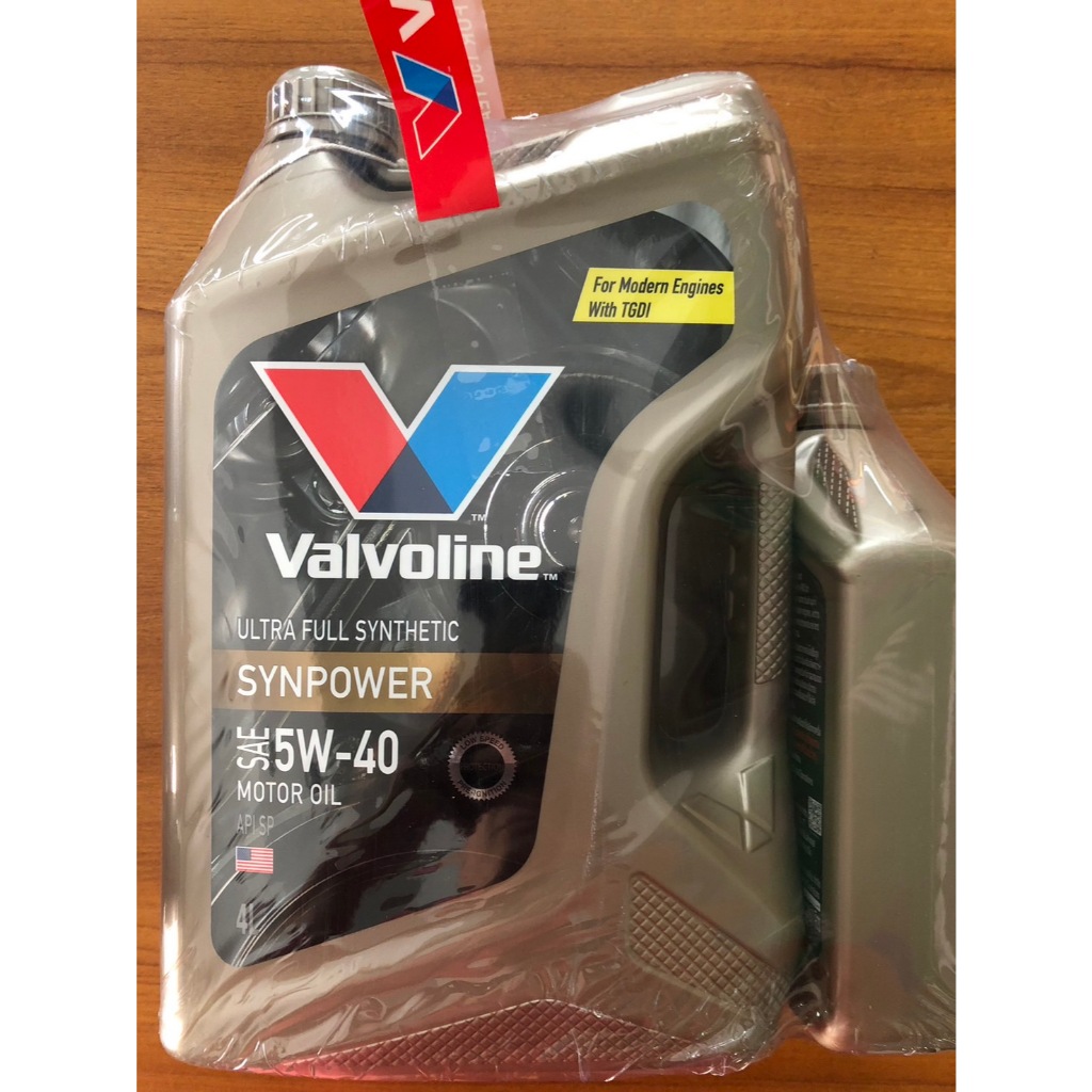 น้ำมันเครื่องเบนซินสังเคราะห์แท้ วาโวลีน ซินพาวเวอร์ 5W-40 ขนาด 4+1L Valvoline Synpower 5w-40 4 ...