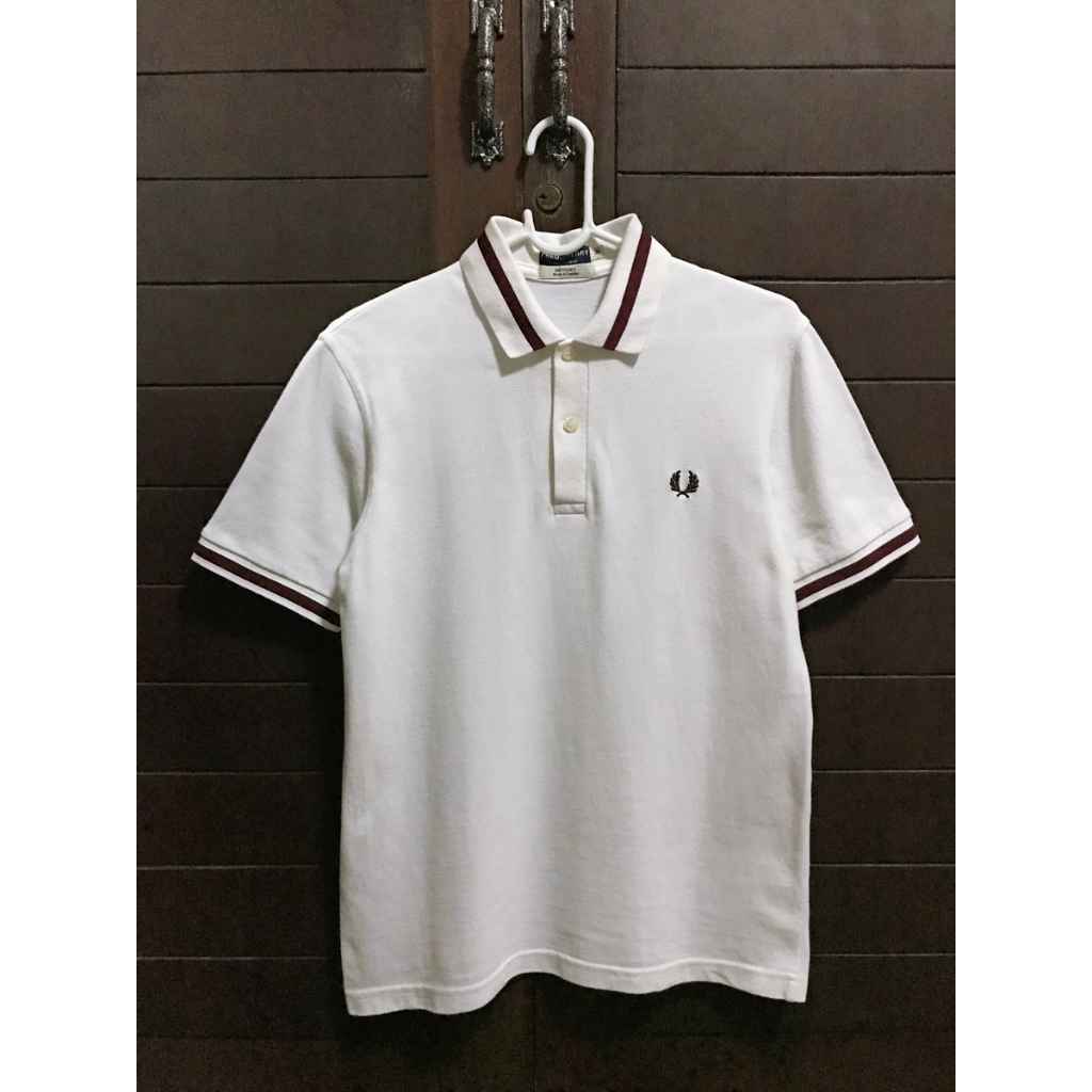 Fred Perry Brown Single Tipped White Polo 36 M2 | Shopee Thailand