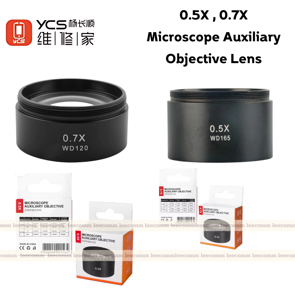 เลนส์เสริมกล้อง จุลทรรศน์ YCS 0.5X, 0.7X Microscope Auxiliary Objective ...