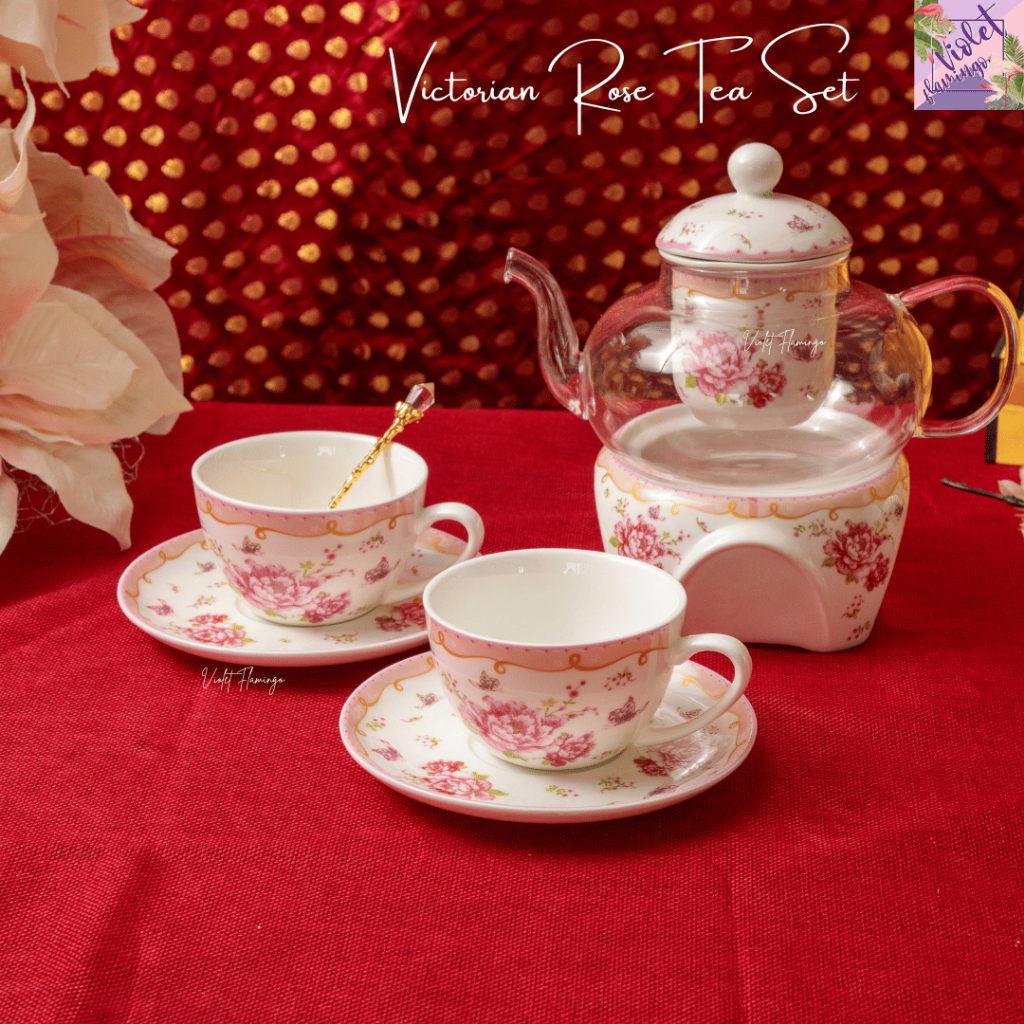 Violet Flamingo ชุดน้ำชารุ่น Victorian Rose Tea Set ชุดน้ำชาเซรามิคสี ...