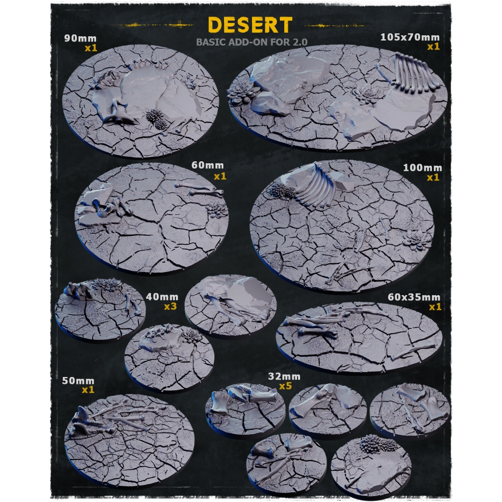 Desert Bases [2.0] จัดส่งได้ใน1-3วัน ฐานโมเดล Wargame base, Warhammer, Bolt action, D&D ...
