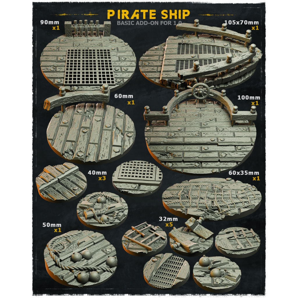 Pirate Ship Bases [2.0] จัดส่งได้ใน1-3วัน ฐานโมเดล Wargame base ...