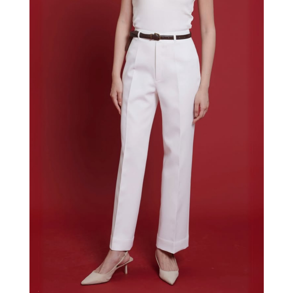 MIST OF RAIN - Joan pants กางเกงเอวสูง ทรงสลิม สีขาวไม่บาง | Shopee ...