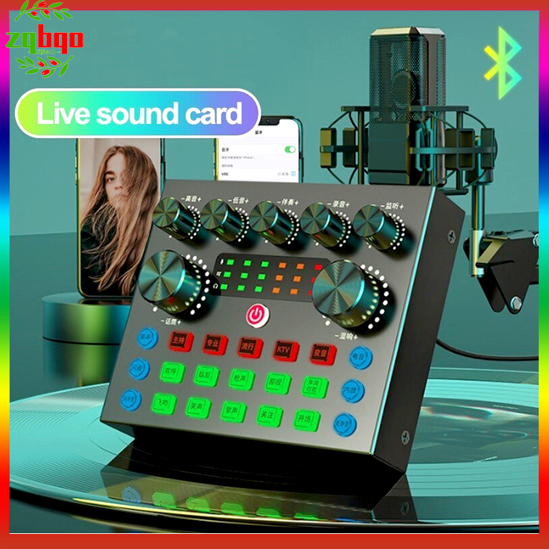 การ์ดเสียง V8S Headset Microphone Webcast Streamer Live Sound Card ...