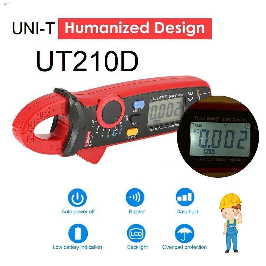 UNI-T 210D คลิปแอมป์ AC DC แคล้มป์มิเตอร์ ดิจิตอล กิ๊ปแอมป์ อุณหภูมิ ...