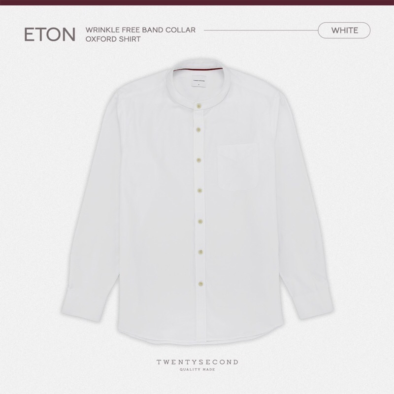 TWENTYSECOND เสื้อเชิ้ตแขนยาว ปกคอจีน รุ่น Eton Wrinkle Free Band Collar Oxford Shirt - ขาว ...