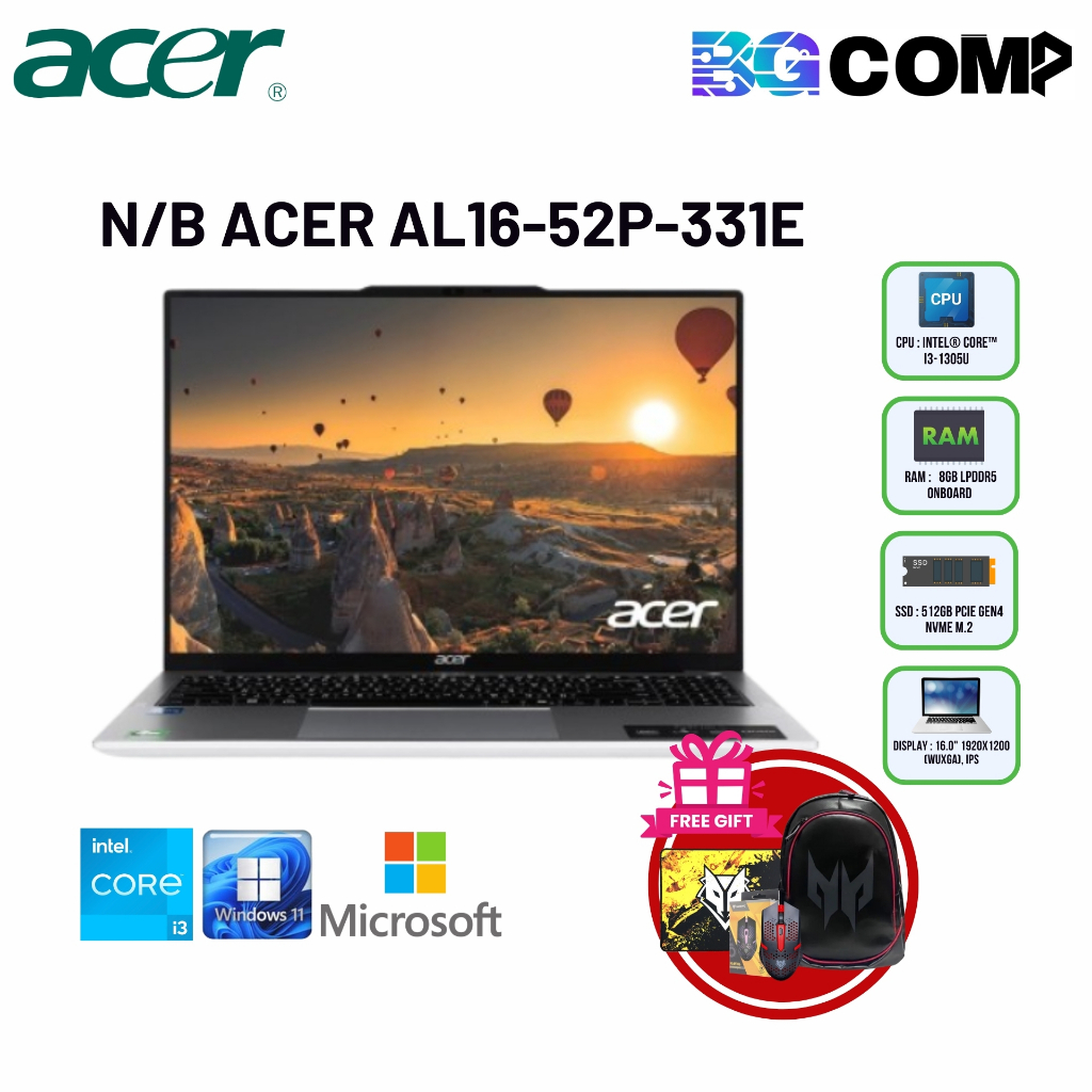 N/B Acer AL16-52P-331E/T002 (16) Light Silver | Shopee Thailand