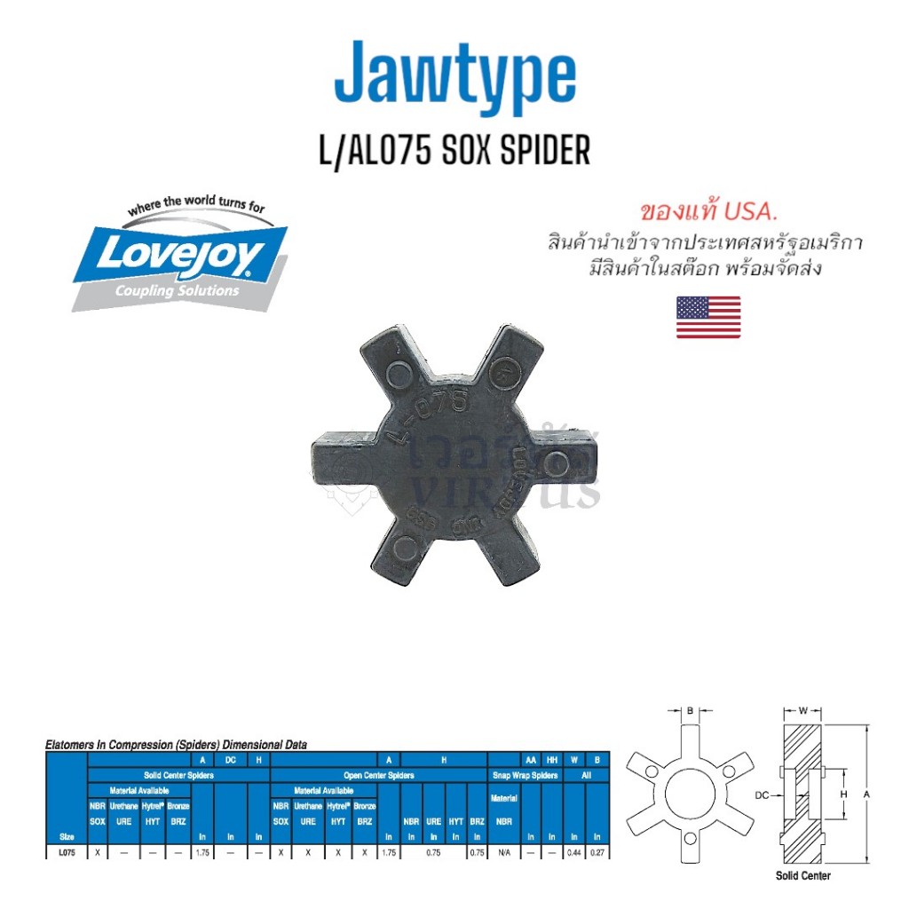 L075 SOX SPIDER ยางNBR ยอย คัปปลิ้ง คัปปลิ้งมอเตอร์ flexible coupling ...