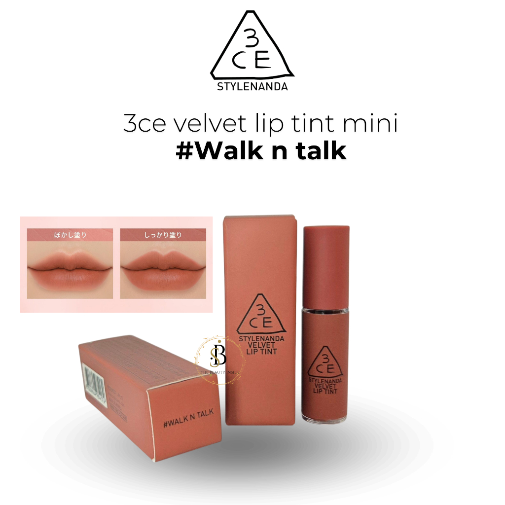 ของแท้!! ลิปแมท3ce velvet lip tint mini #walk n talk | Shopee Thailand