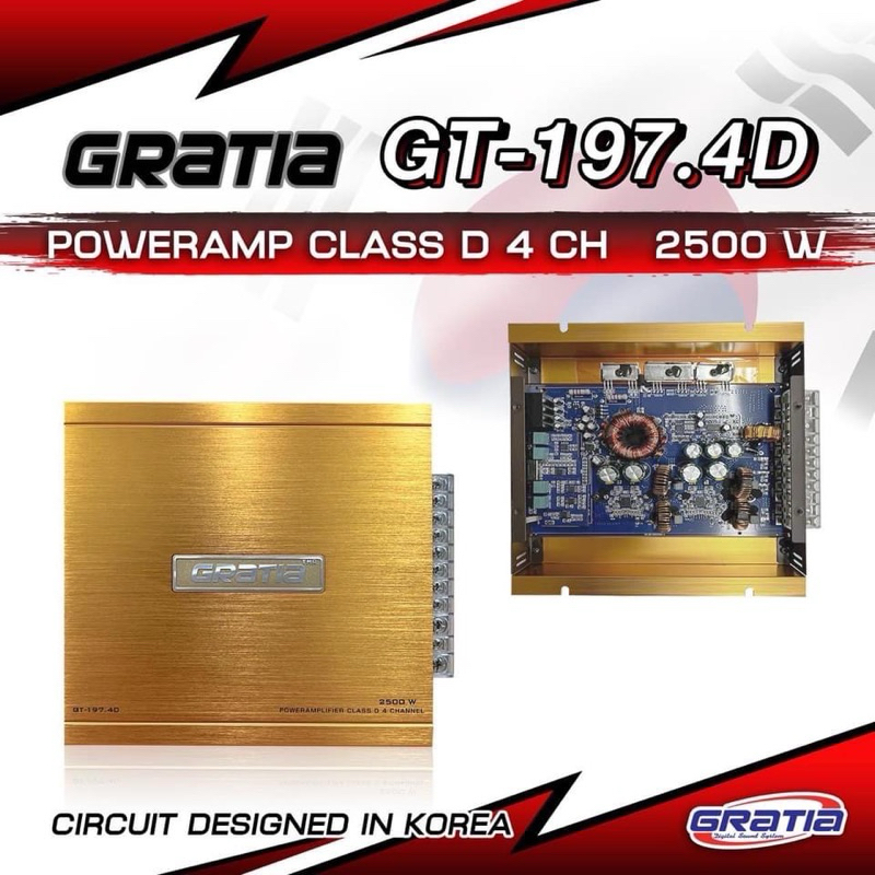 Power 4Ch Class D GRATIA แอมป์ขับกลาง รุ่น GT-197.4D สำหรับขับเสียงกลางแหลม | Shopee Thailand