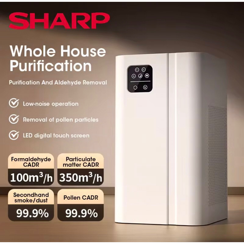 Sharp เครื่องฟอกอากาศ Air Purifier เครื่องกรองอากาศ เครื่องกรองอากาศอัจฉริยะ หน้าจอสัมผัส OLED ...