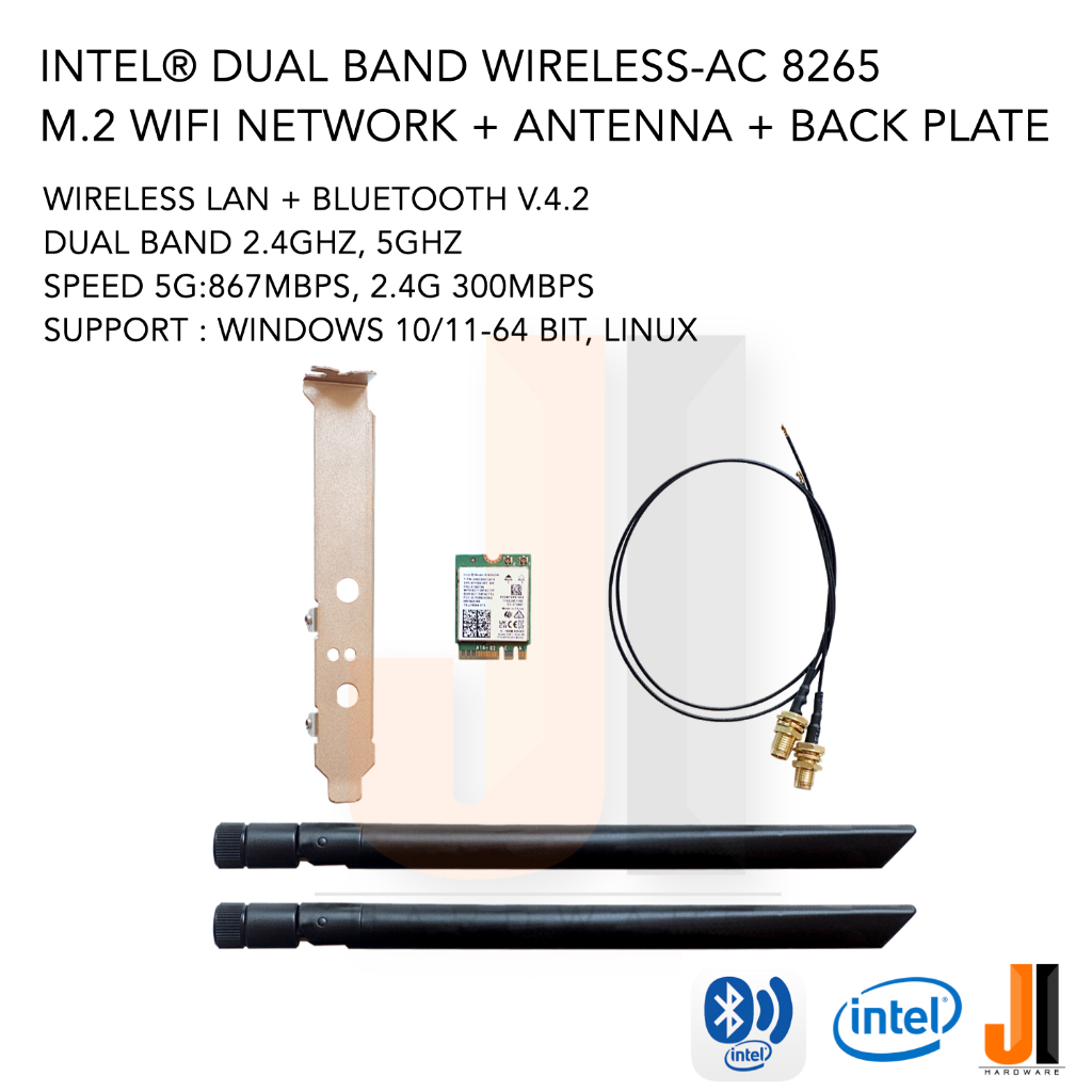 Intel® Dual Band Wireless-AC 8265 PCI-e x1 wifi network wireless lan + bluetooth v.4.2 + Antenna ...