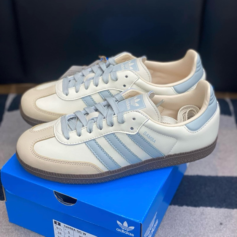 (สินค้าพร้อมส่ง) Adidas Samba OG JH7299 สีฟ้าอ่อน ของแท้ 100% | Shopee ...