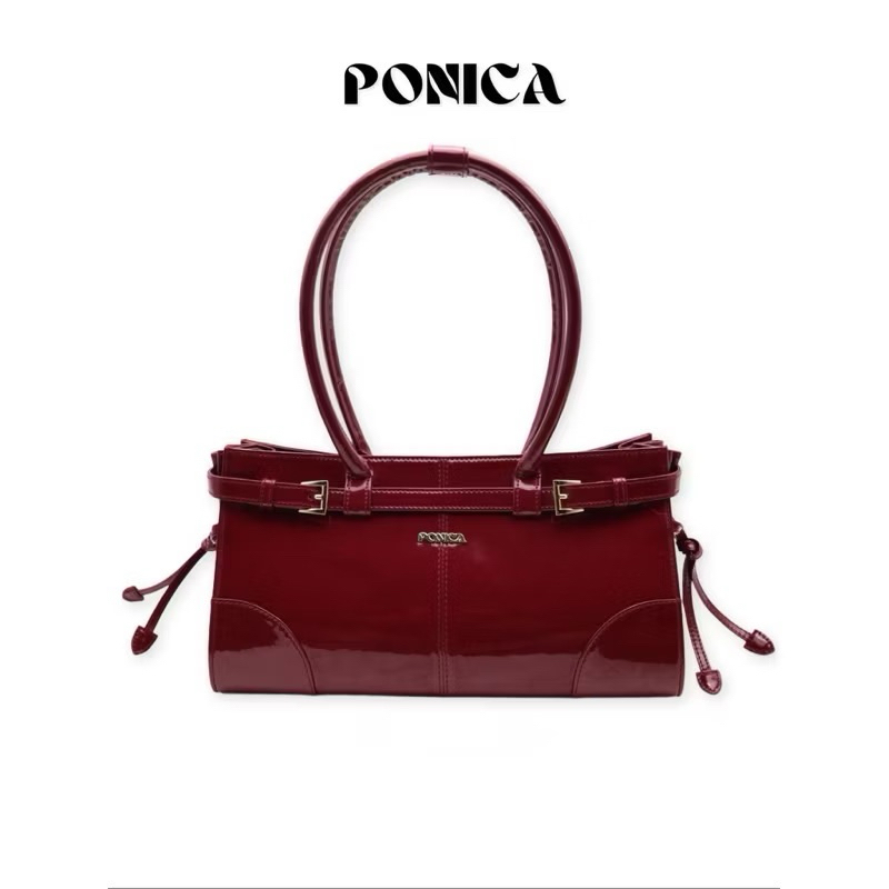 Ponica - Archi bag in burgundy(สินค้าพร้อมส่ง) | Shopee Thailand