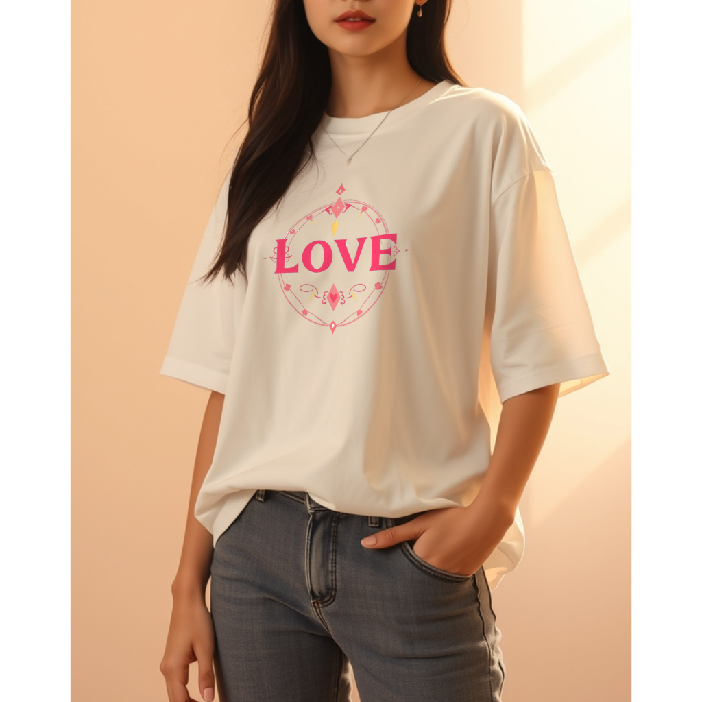 เสื้อยืดคู่รัก แบรนด์ Vibeon มนตราแห่งรัก ทรงโอเวอร์ไซต์คอกลมผ้าคอตตอนพ ...