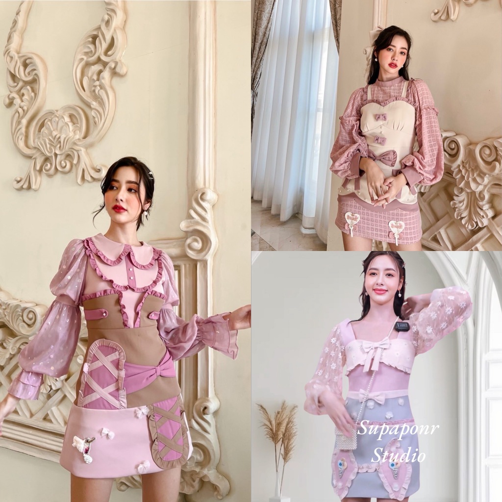 BLT BRAND การันตีเสื้อผ้าแบรนด์แท้ มินิเดรสสีละมุนหวานๆแขนยาว มีให้ ...