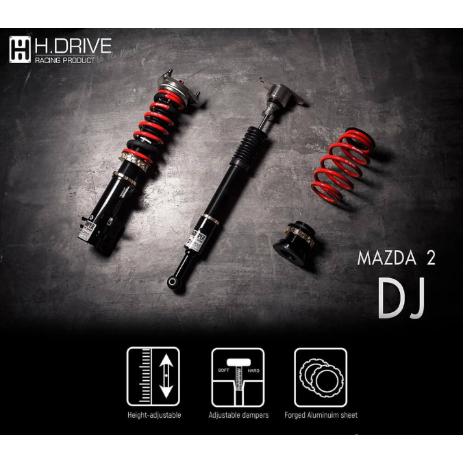 โช๊คสตรัท ปรับเกลียว พร้อมสปริง H Drive S.spec ตรงรุ่น Mazda 2 Skyactiv ...