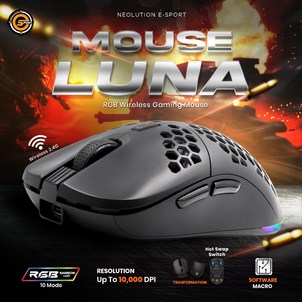 Neolution E-Sport Gaming Mouse Luna เมาส์เกมมิ่งเล่นเกมส์ไร้สาย เม้าส์ ...