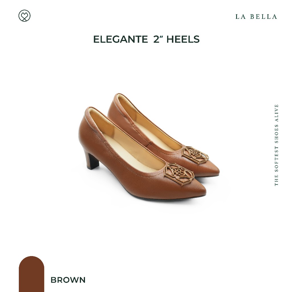 LA BELLA รุ่น ELEGANTE 2" HEELS - BROWN | Shopee Thailand