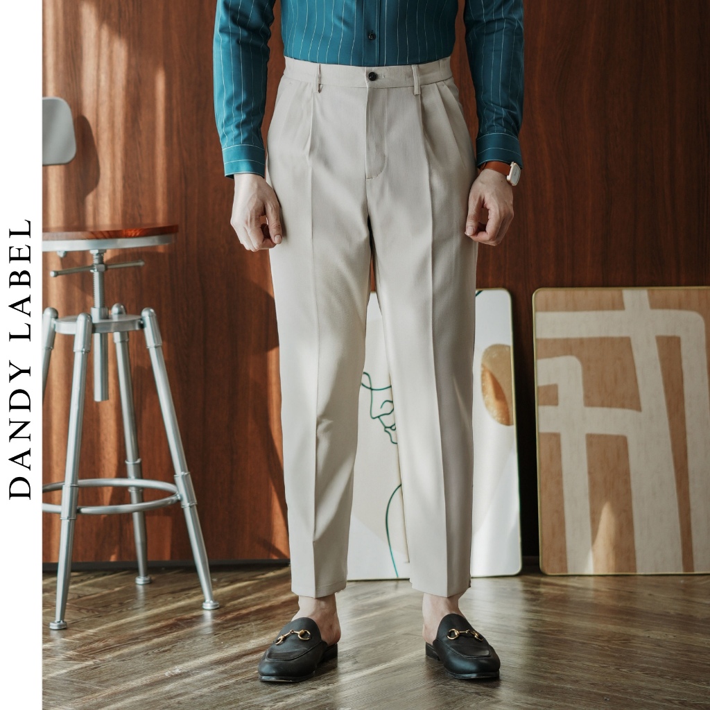 กางเกงสแลค ขายาว DANDY LABEL Limited ดีไซน์มีจีบคู่หน้า ทรงสลิมฟิต รุ่น ...