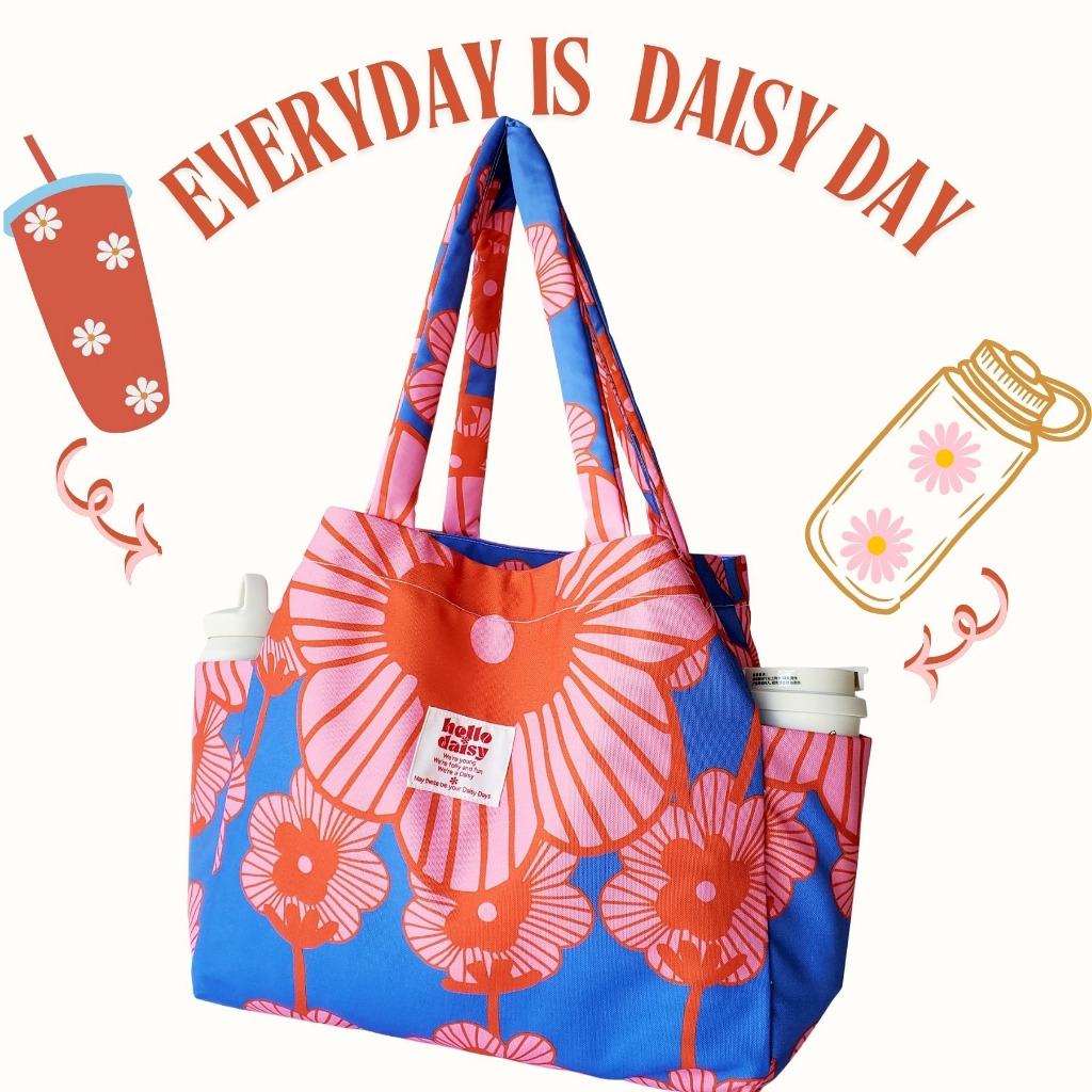Hello Daisy [แบรนด์ไทย] กระเป๋าแคนวาส Weekend bag มีช่องใส่กระบอกน้ำ 2 ...