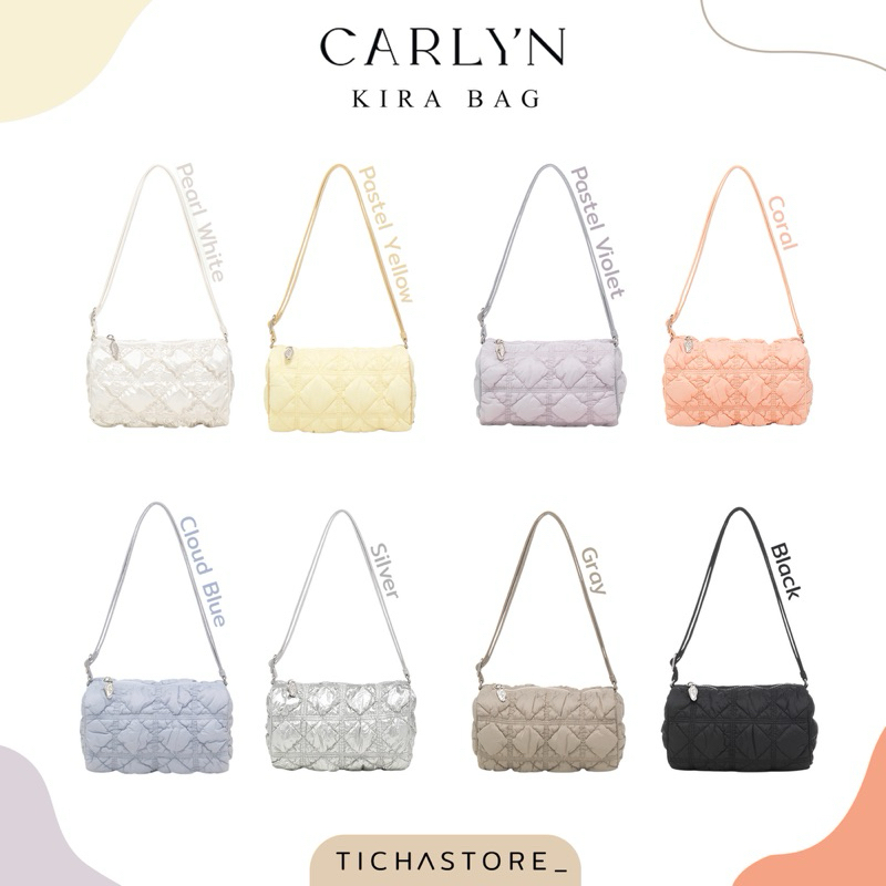 (พร้อมส่ง/พรี) กระเป๋า Carlyn Kira สี Silver/Gray/Pearl White/Black/Clould Blue/ ของแท้จากช็อป ...