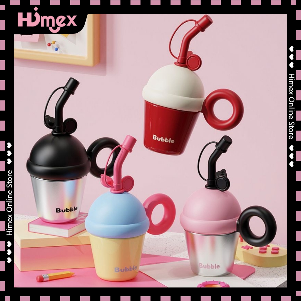 Himex แก้วเยติเก็บความเย็น แก้วกาแฟ น่ารัก เกาหลีน่ารักๆ สแตนเลส316 พร้อมหลอด พร้อมที่จับ ของฝาก ...