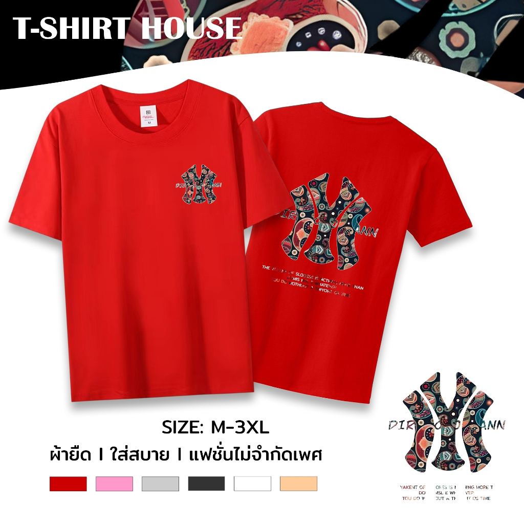 038-tt-164# เสื้อยืด คอกลม แขนสั้น M-3XL สกรีนลายสตรีท หน้าหลัง ผ้าคอตอตนผสม เนื้อผ้านิ่ม ...