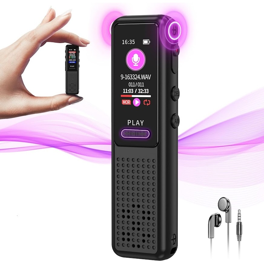 VM68 เครื่องบันทึกเสียงดิจิตอลขนาดเล็กแบบพกพาเสียงระดับมืออาชีพเปิดใช้ ...