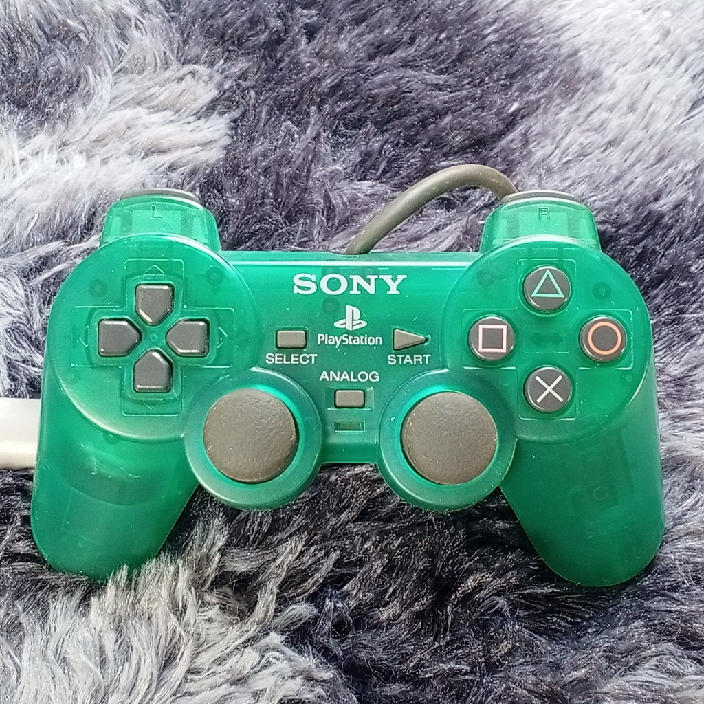 OFFICIAL PLAYSTATION 1 ANALOG CONTROLLER TRANSPARENT GREEN (USED) จอย ...