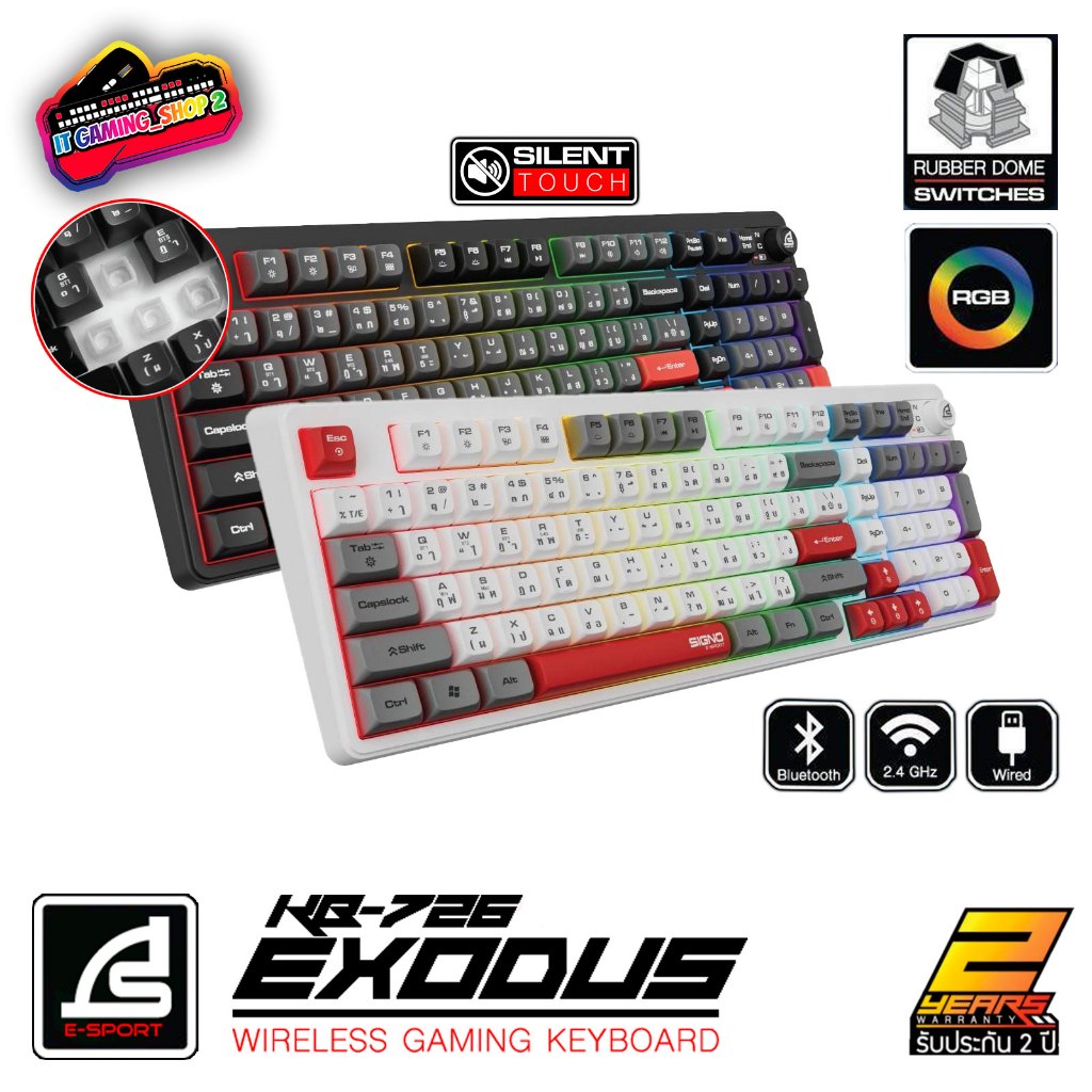 SIGNO KB-726 EXODUS Tri-Mode Rubber Dome Switch KeyboardGaming ...