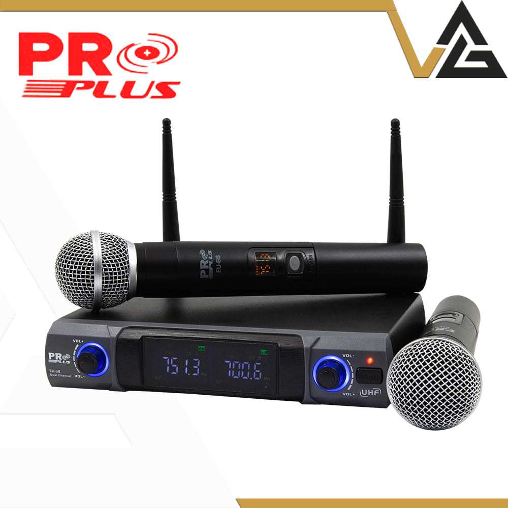 PROPLUS EU-66 ไมค์ลอยมือถือคู่ ไร้สาย UHF ความถี่ใหม่ ไมโครโฟน ด้ามโลหะ Dual Wireless Microphone ...
