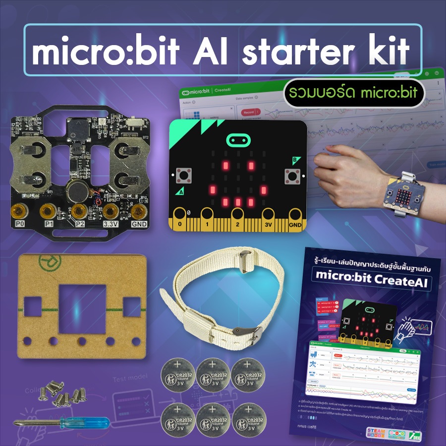 ชุดอุปกรณ์เพื่อการเรียนรู้ปัญญาประดิษฐ์ขั้นพื้นฐานกับ micro:bit CreateAI พร้อมบอร์ด micro:bit V2 ...
