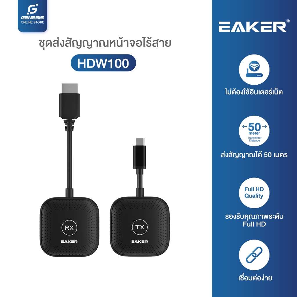 EAKER HDMI Wireless อะแดปเตอร์สำหรับแล็ปท็อปโปรเจคเตอร์ ต่อจอไร้สาย ...