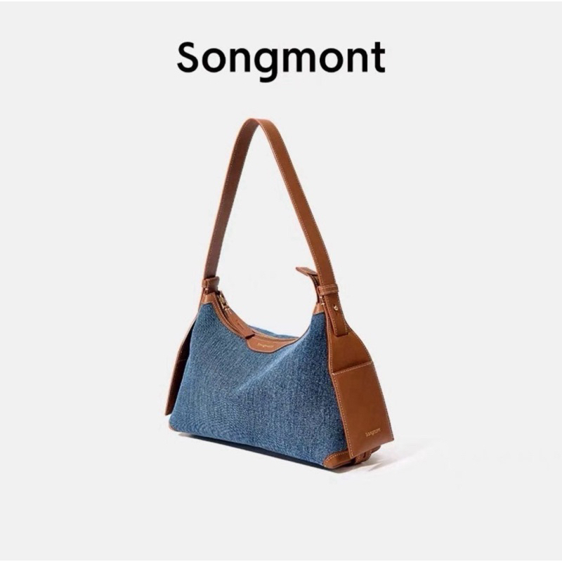 กระเป๋าสะพาย Songmont Hobo Bag - Denim หนังสวยมาก ด้านข้างเป็น magnet ...